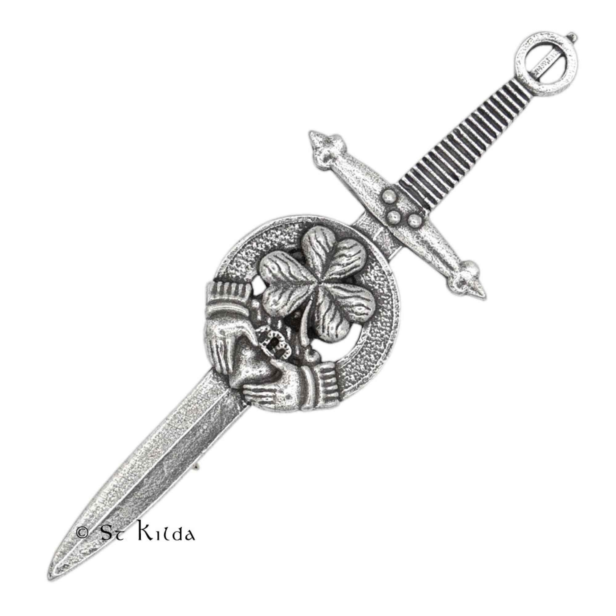 Kilt Pin with Irish Shamrock Crest