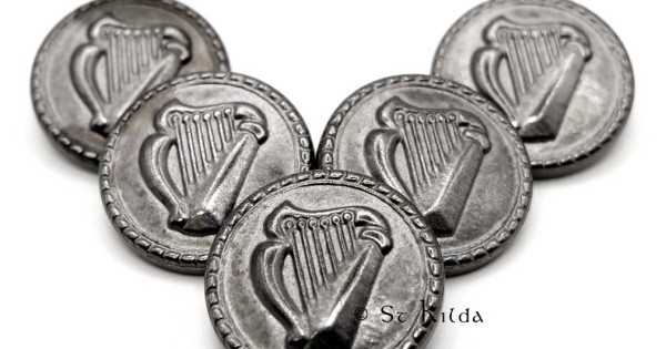 5x Replacement Large (18mm) Kilt Jacket Buttons - Irish Five Pack